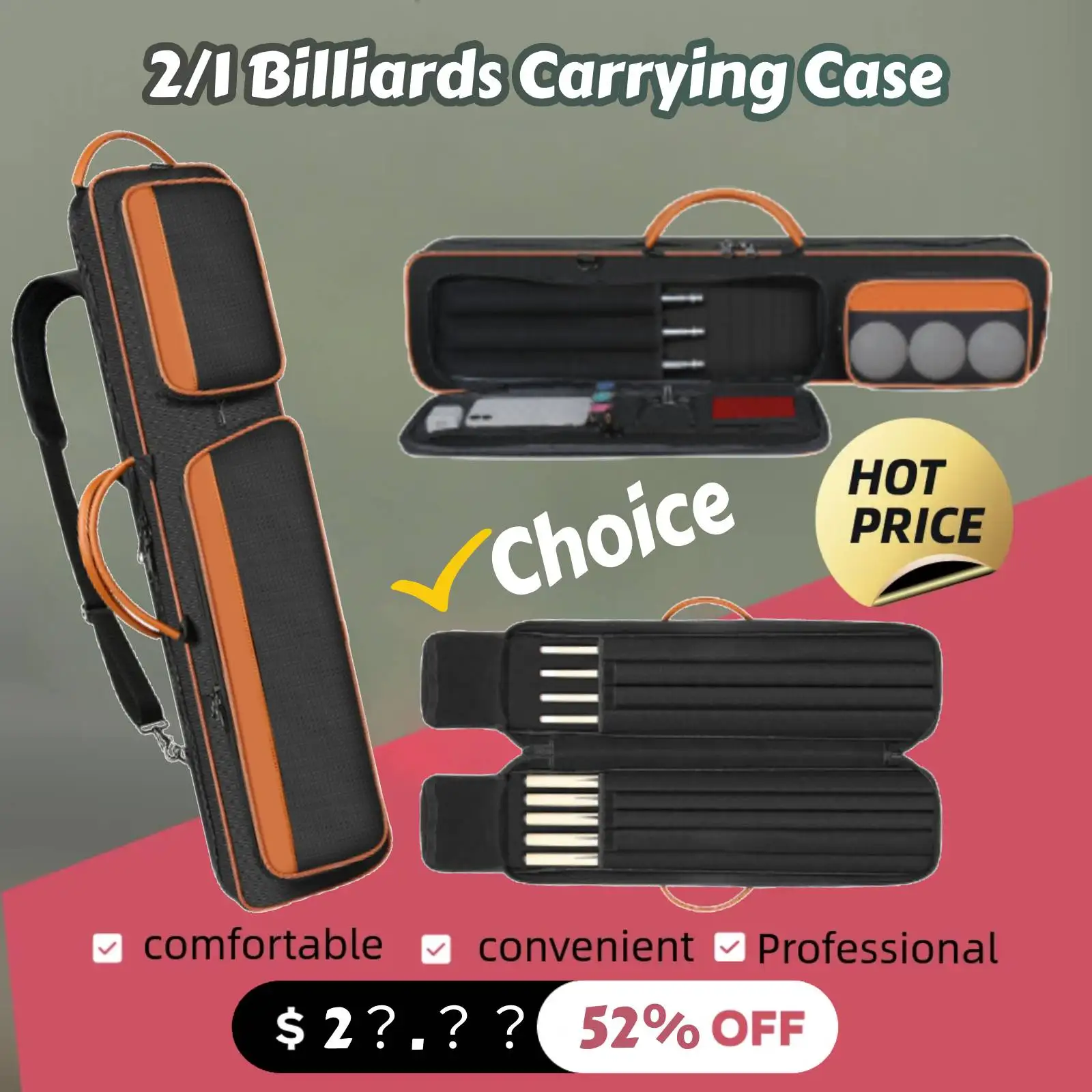Pool Cue Storage Pouch 4x5 Billiards Supplies Carrier Pool Cue Carrying ...