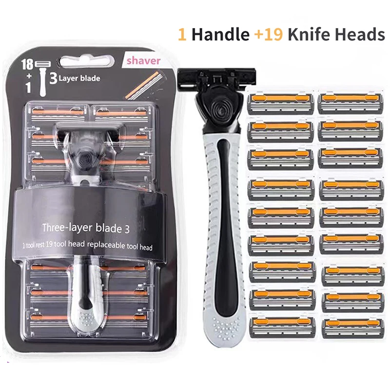 Shaver Men Razor Three Layer Stainless Blade Shaver Reusable Hair ...