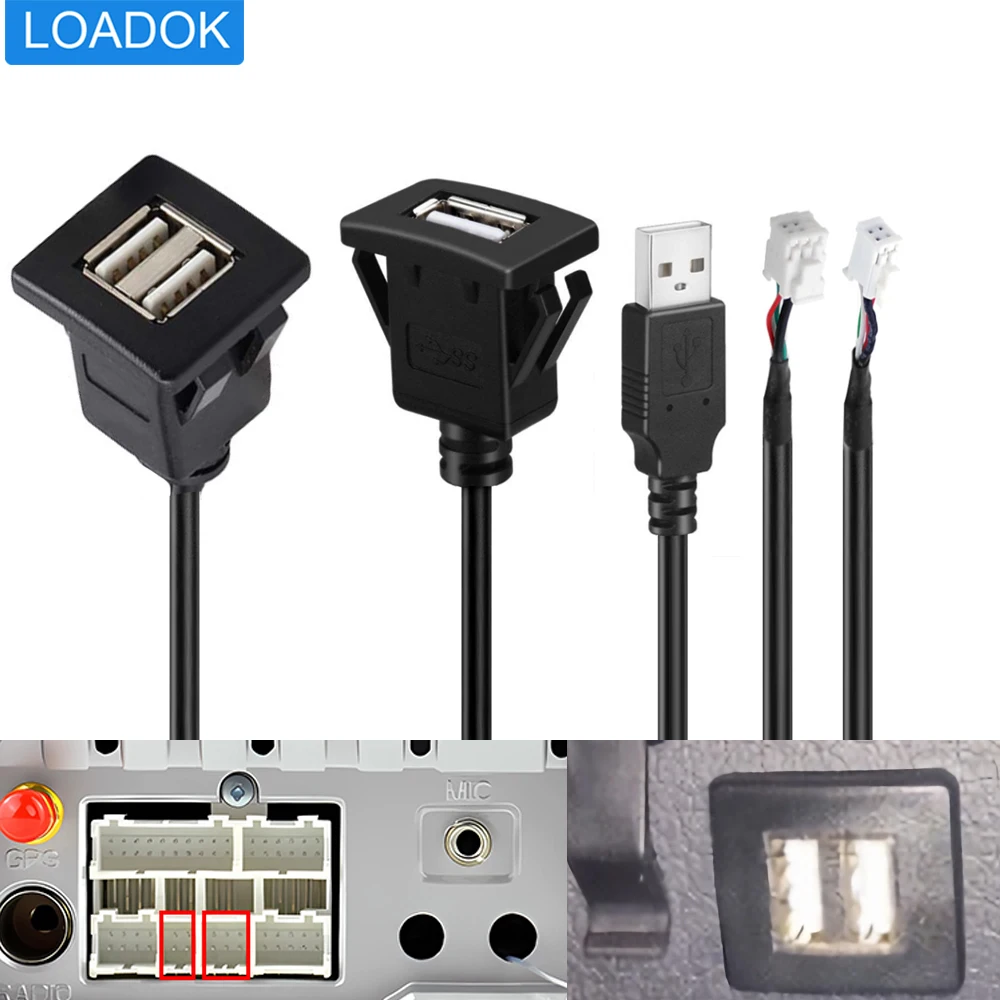4-6-Pin-USB-Car-Radio-Dash-Board-Mount-Panel-Extension-Cable-Adapter ...