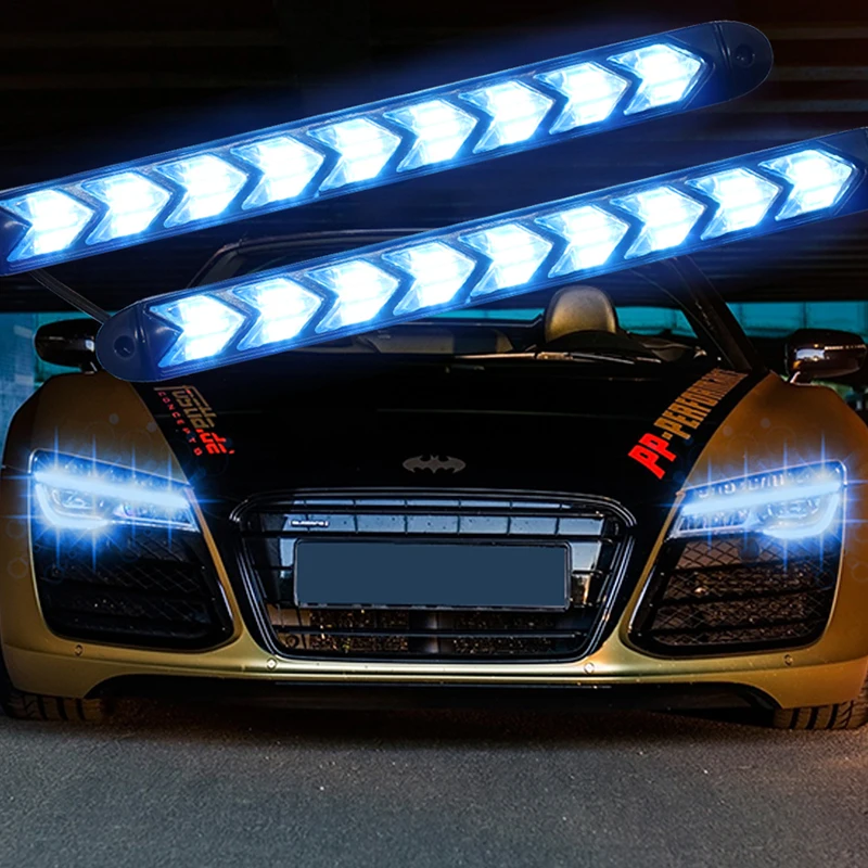 2X-Arrow-Car-LED-Daytime-Running-Light-12V-DRL-Switchback-Strips-With ...