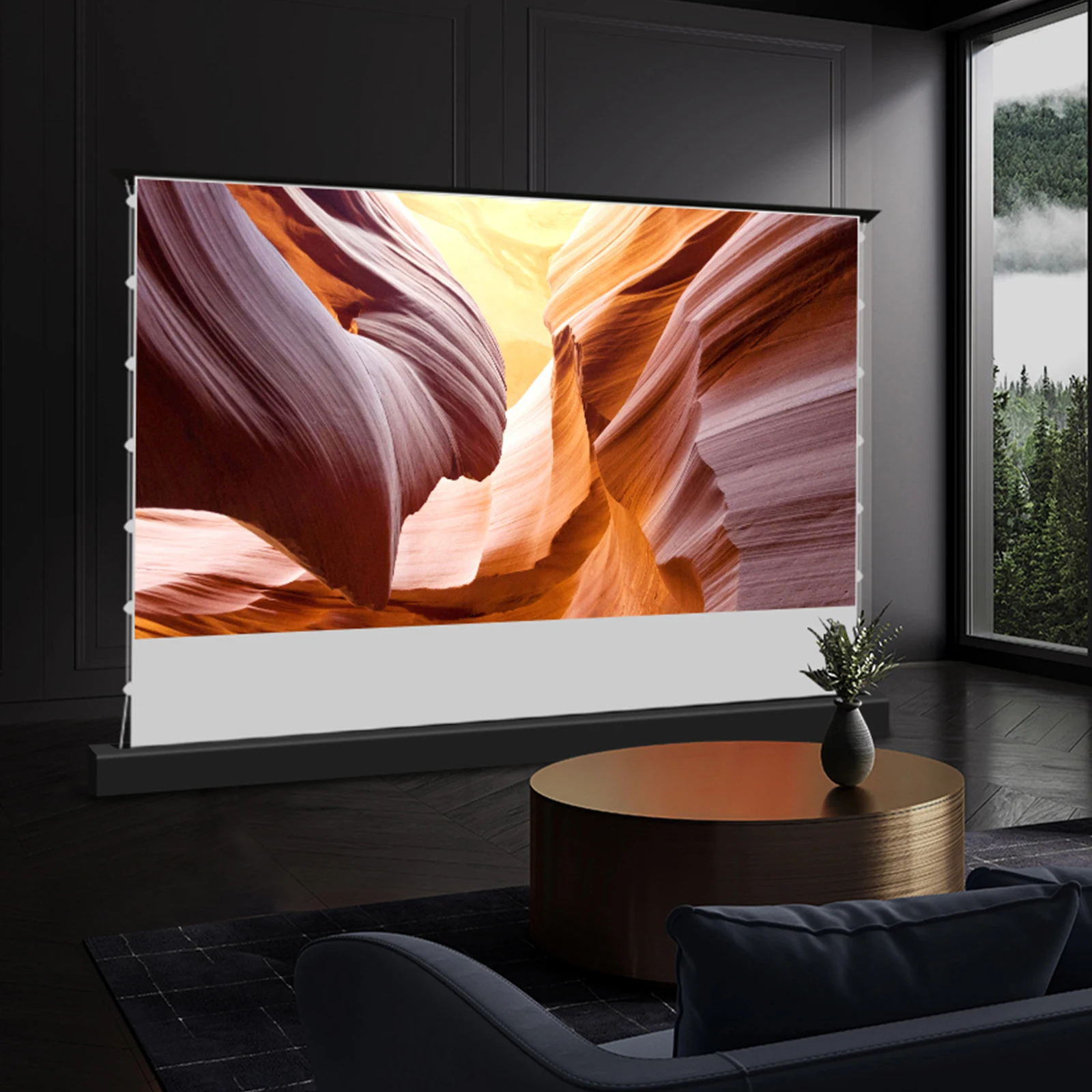 Max 150'‘ Electric Floor Rising Projector Screen Smart Controlled ...