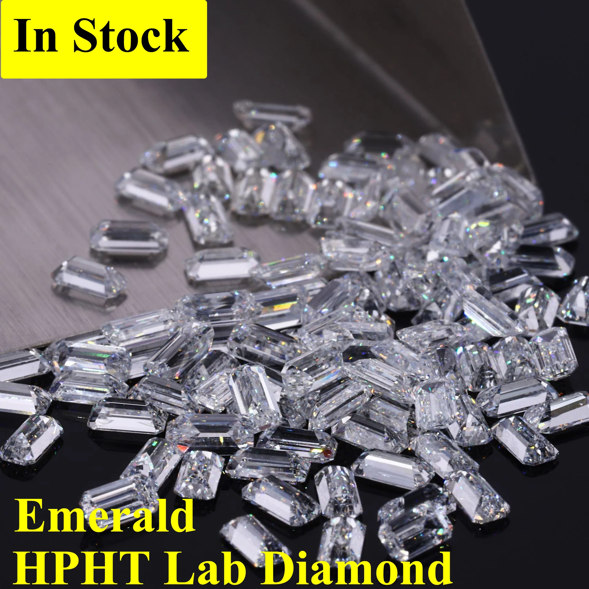 3x4mm Emerald HPHT Lab Grown Diamond Loose DEF VS Emerald Gemstone ...