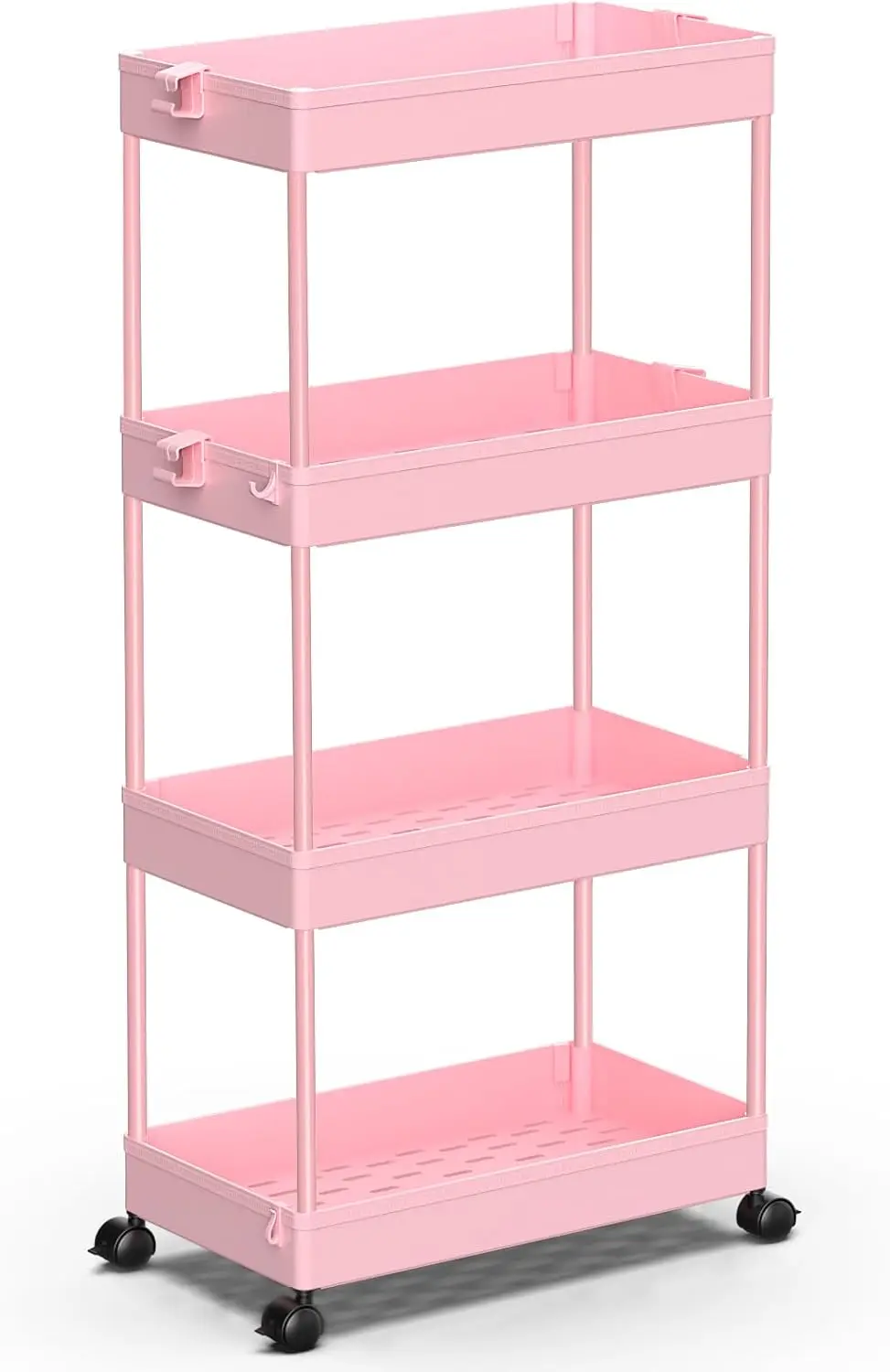 Storage Cart 4-Tier, Bathroom Rolling Cart Utility Storage Organizer ...