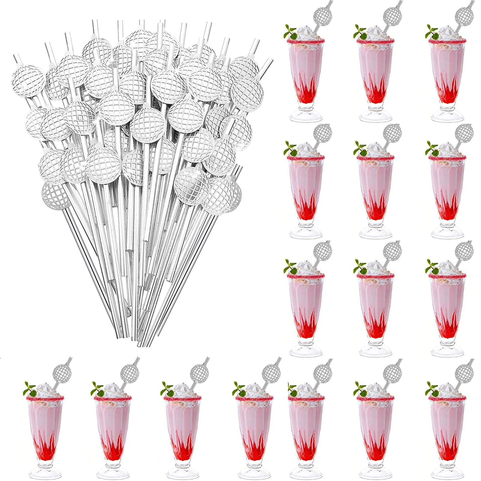 Disco Decorative Straws 70s Disco Paper Straw Decor Glitter Mirror ...