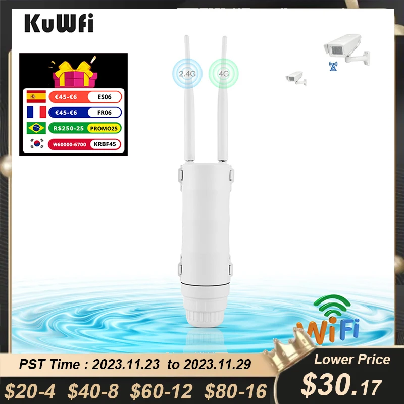 KuWFi-4G-LTE-Outdoor-WiFi-Router-Waterproof-4G-SIM-Card-Router-Wide ...