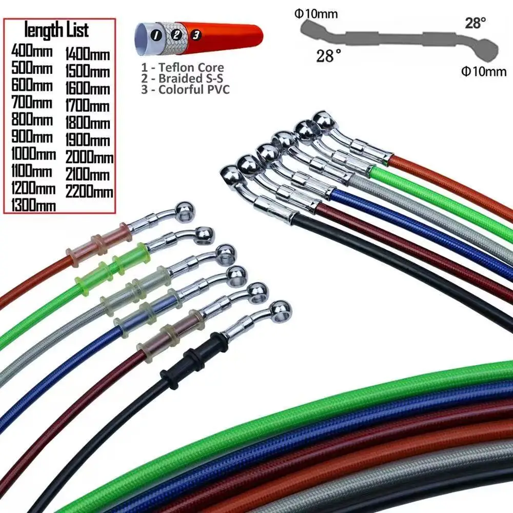 Motorcycle Brake Line Braided Stainless Steel Hydraulic Hose Kit AN3 ...