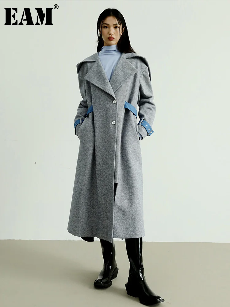 EAM-Manteau-en-laine-manches-longues-pour-femmes-gris-irr-gulier-bloc ...