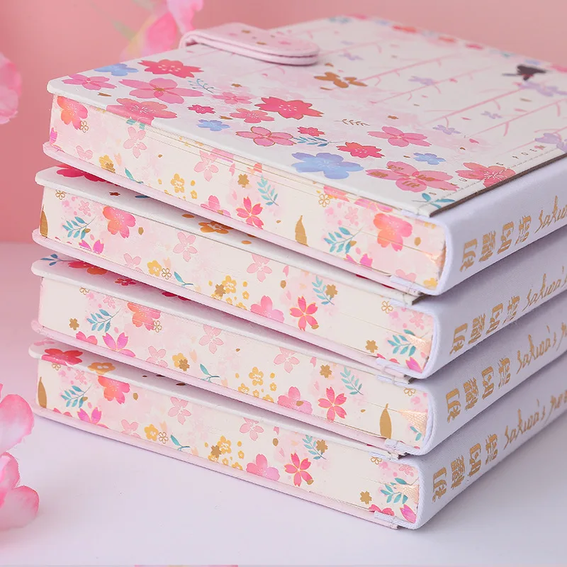 Rom-ntico-Pink-Cherry-Blossoms-Notebooks-Fivela-Magn-tica-Linha ...