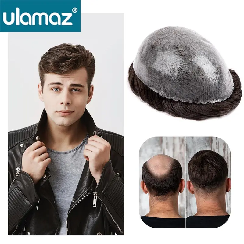 Knotless-Man-Wig-Toupee-Microskin-Male-Hair-Prosthesis-0-1-0-12mm-Full ...