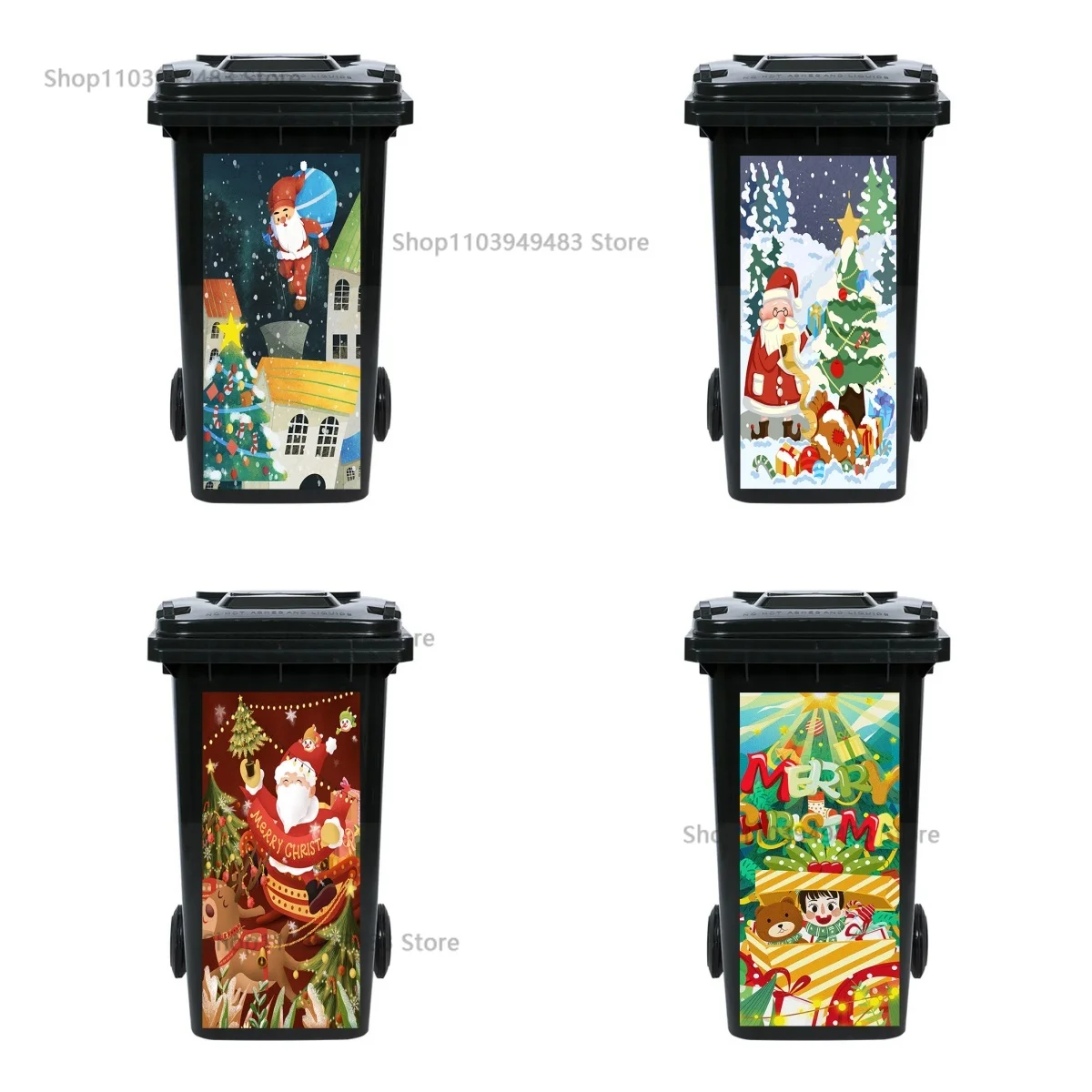 Christmas-Santa-Claus-Tree-Painting-Trash-Can-Mural-Self-adhesive ...