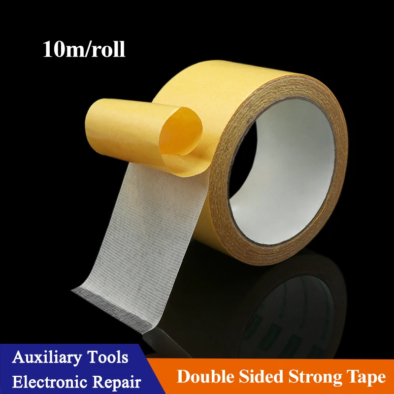 10m-roll-Double-Sided-Cloth-Base-Tape-Strong-Fixation-Translucent-Mesh ...