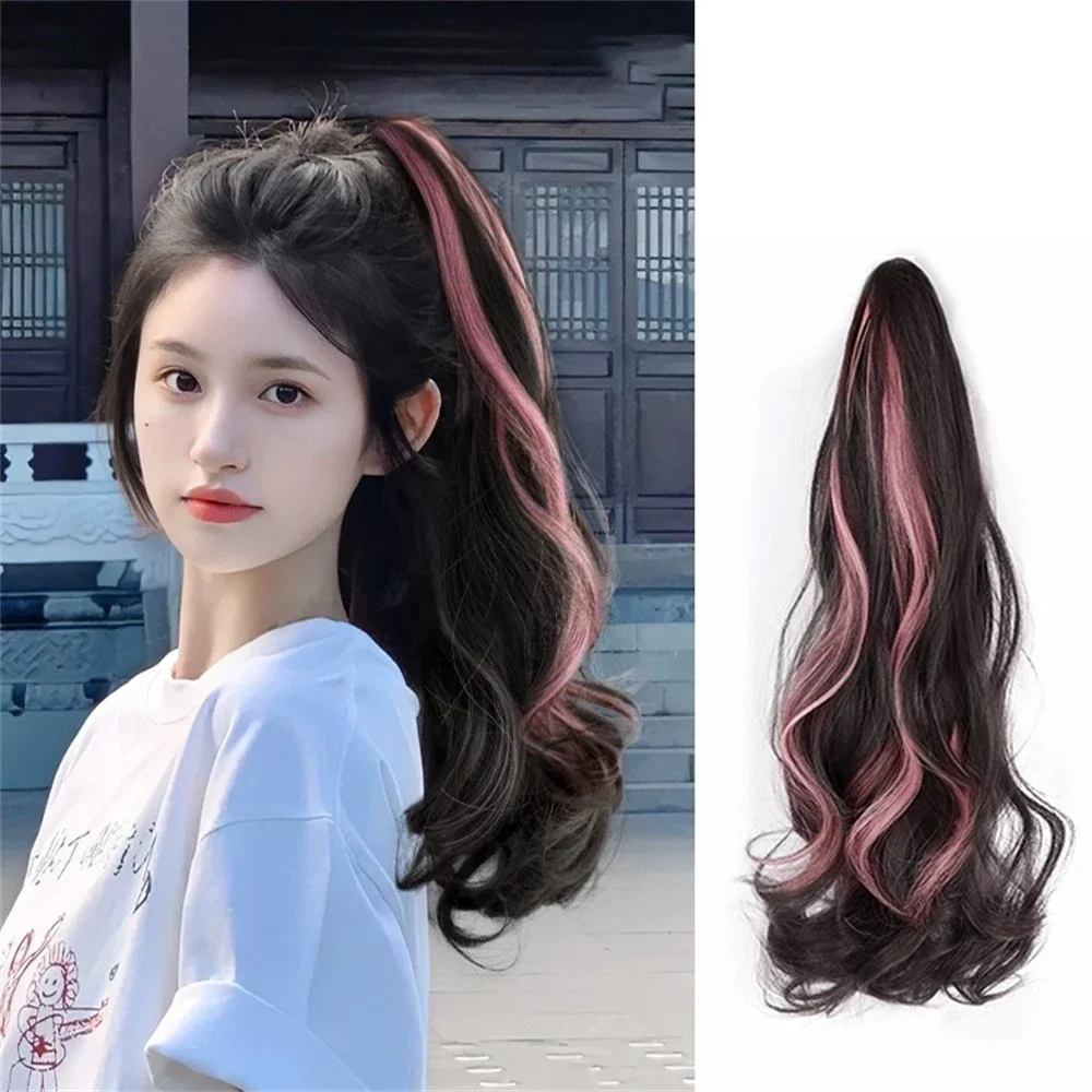 Long-Wavy-Straight-Claw-Clip-On-Ponytail-Hair-Extension-Synthetic-Pink ...
