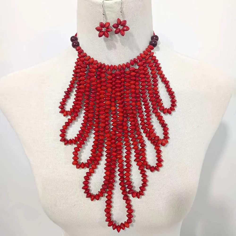 Handmade Red Seed Ula Lopa Necklace Island Fashion Ladies Necklace ...