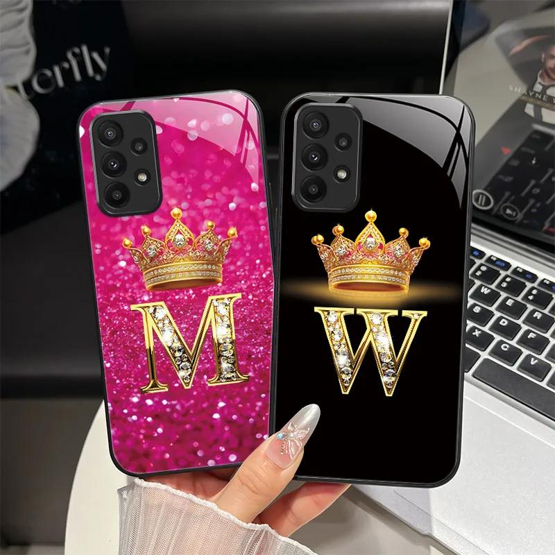 For Samsung Galaxy A23 5G Case Fashion Initial Letters Hard Tempered ...