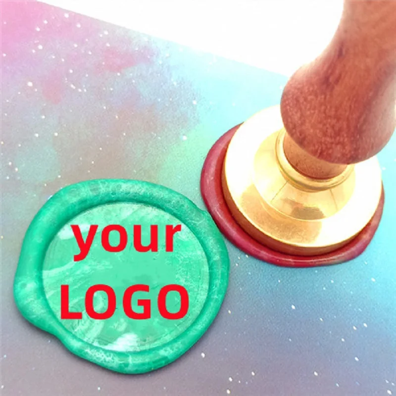 Sellos de cera con logotipo personalizado, sello transparente personalizado con mango de madera ...