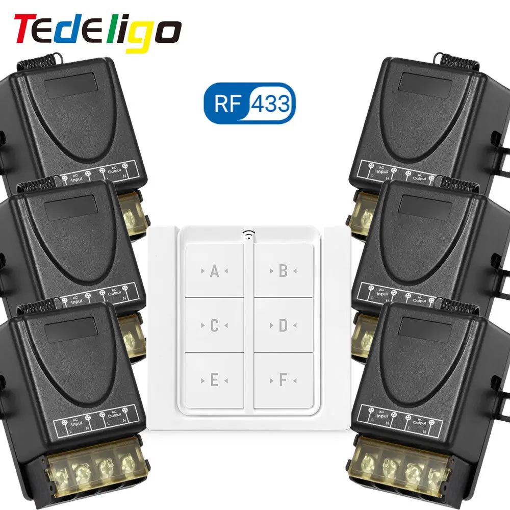 RF 433MHz Wireless Magnetic Wall Switch and Light Remote Control Switch ...