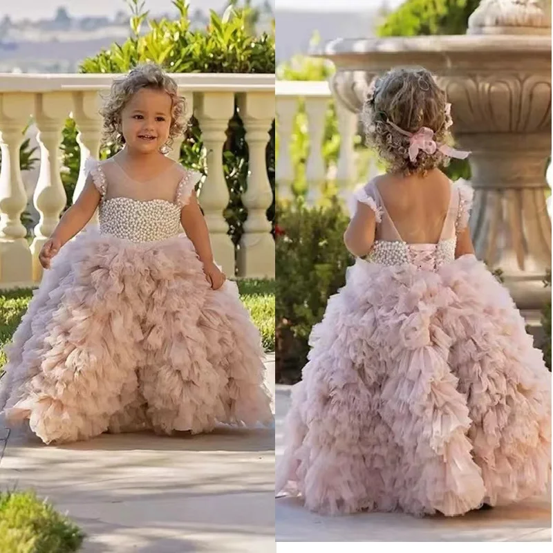 Luxuoso-brilho-p-rolas-frisado-babados-bon-mangas-vestidos-da-menina-de ...