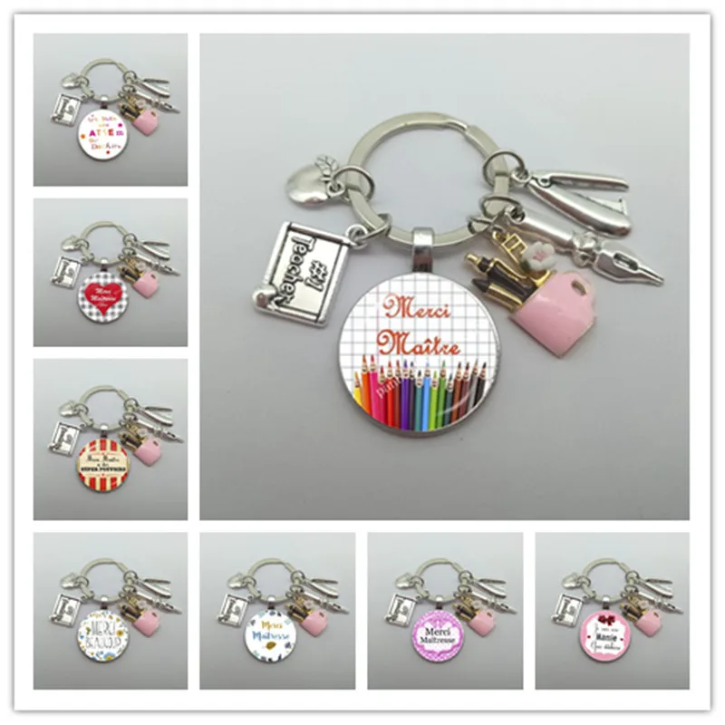 Merci-Maitresse-Teacher-KeyChains-25-MM-Glass-Dome-Thank-You-DIY ...