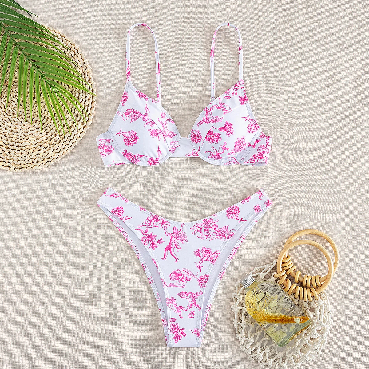 sexy print push up bikinis sets two pieces underwire swimsuit bikini ...