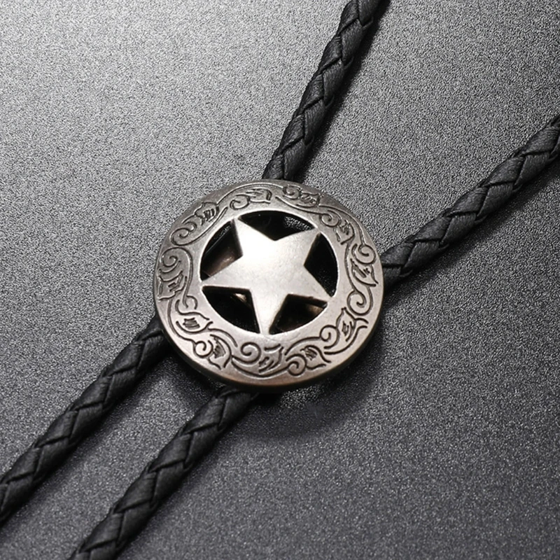 Braided Shoestring Star Bolo Tie with Metal Star Rodeo Cowboy Necktie ...