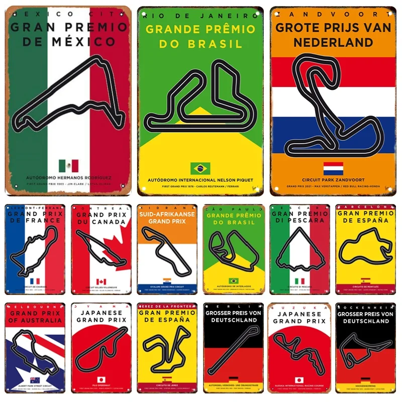 Racing-Track-Metal-Poster-F1-Competition-Sign-Poster-Tin-Painting-Bar ...