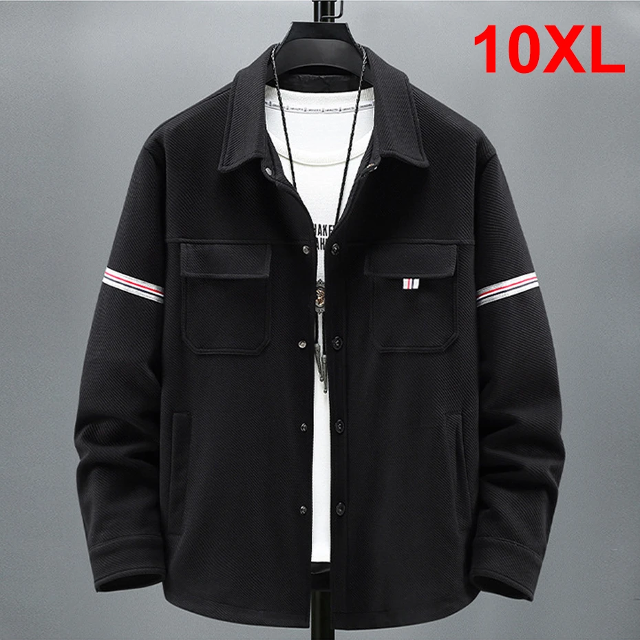 10XL-Plus-Size-Jacket-Men-Black-Cargo-Coat-Spring-Autumn-Fashion-Casual ...