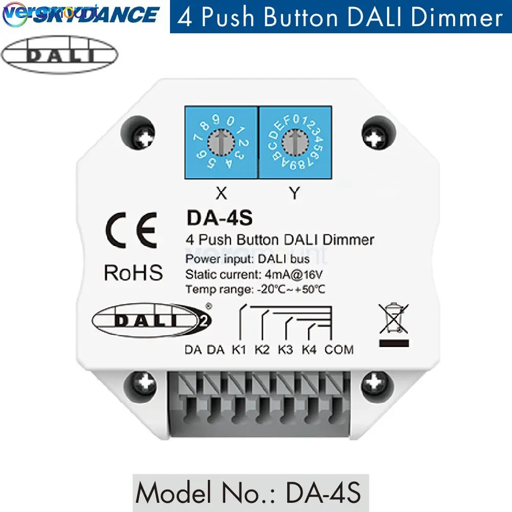 Skydance DALI 4 Push Button Dimmer DA-4S Standard DALI Master Dimmer ...
