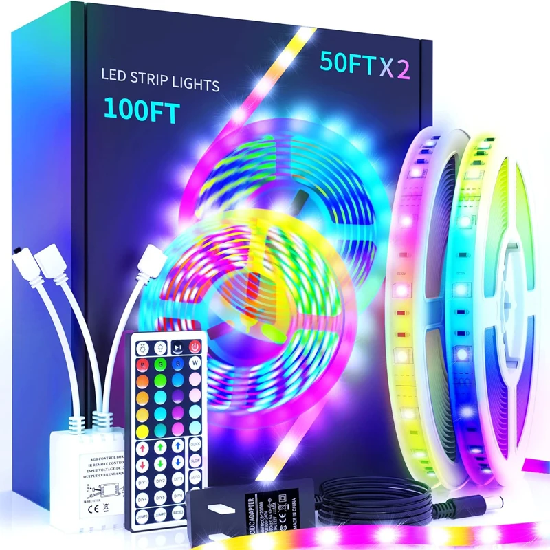 100-ft-LED-Strip-Lights-with-44-Key-Remote-Multi-Color-RGB-LED-Lights ...