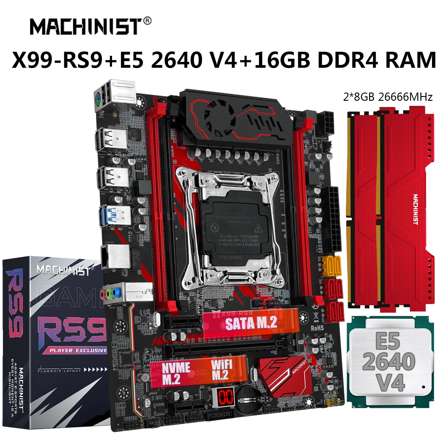 Machinist X99 Rs9 Motherboard Combo Lga2011 3 Xeon Kit E5 2640 V4 Cpu