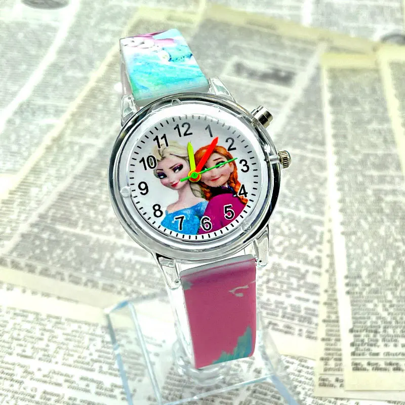 Disney Frozen Watch Figure Toys Princess Elsa Children's Luminous Watch ...