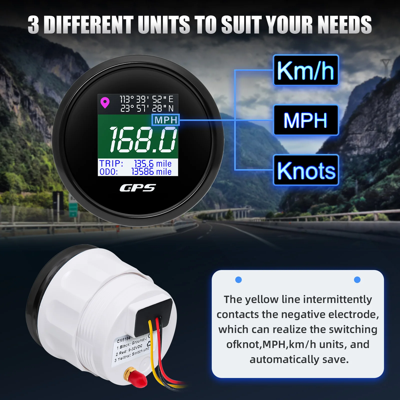 52mm-Digital-GPS-Speedometer-TFT-Screen-Waterproof-Odometer-MPH-Knot-Km ...