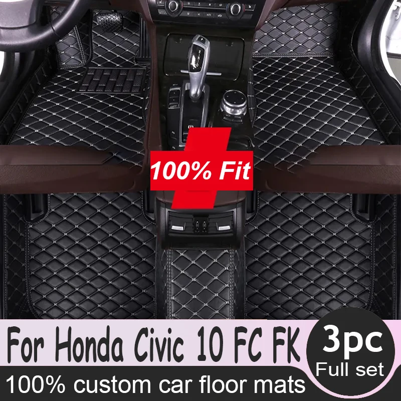 Car-Floor-Mats-For-Honda-Civic-X-10-FC-FK-2016-2021-Rugs-Leather-Floor ...