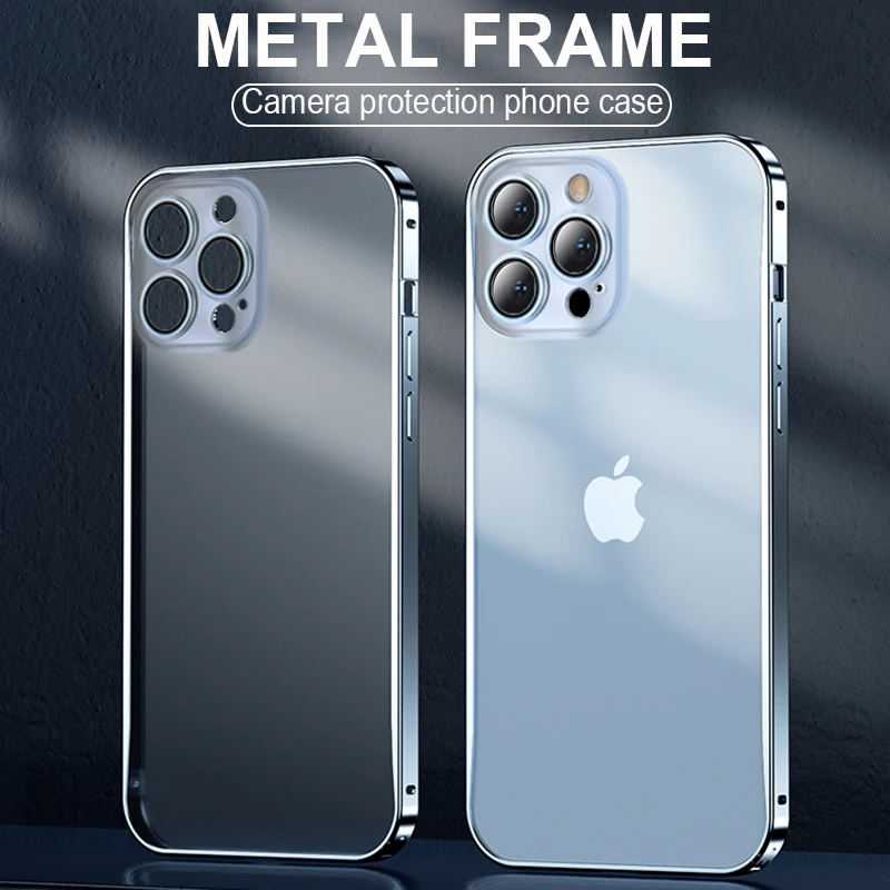 Luxury Metal Frame Phone Case For iPhone 11 12 13 Pro Max Shockproof ...
