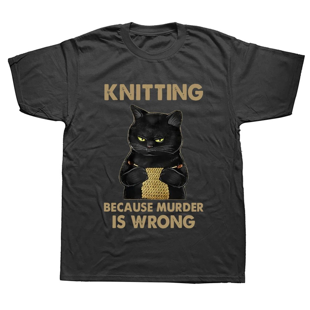 Funny-Cat-Knits-Knitting-Because-Murder-Is-Wrong-T-Shirts-Graphic ...