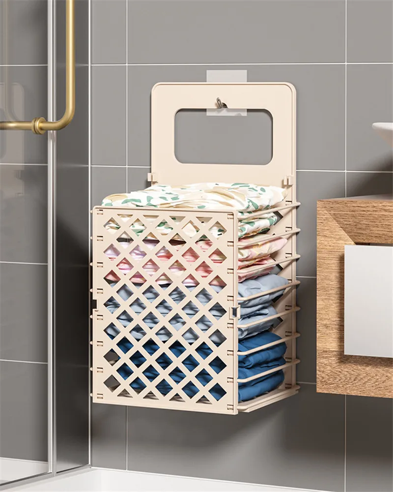 Panier à linge,Large White--Panier À Linge Pliable Ajouré En Plastique ...