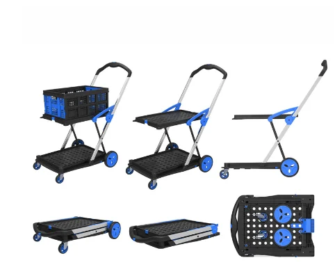 New-Double-Decker-folding-carts-lightduty-aluminum-Shopping-carts-with ...