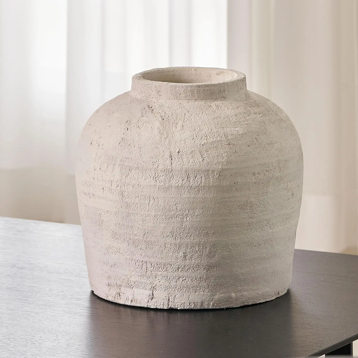 White Ceramic Large Vase, 11" Tall Zen Style vase, Terra Cotta Pitcher ...