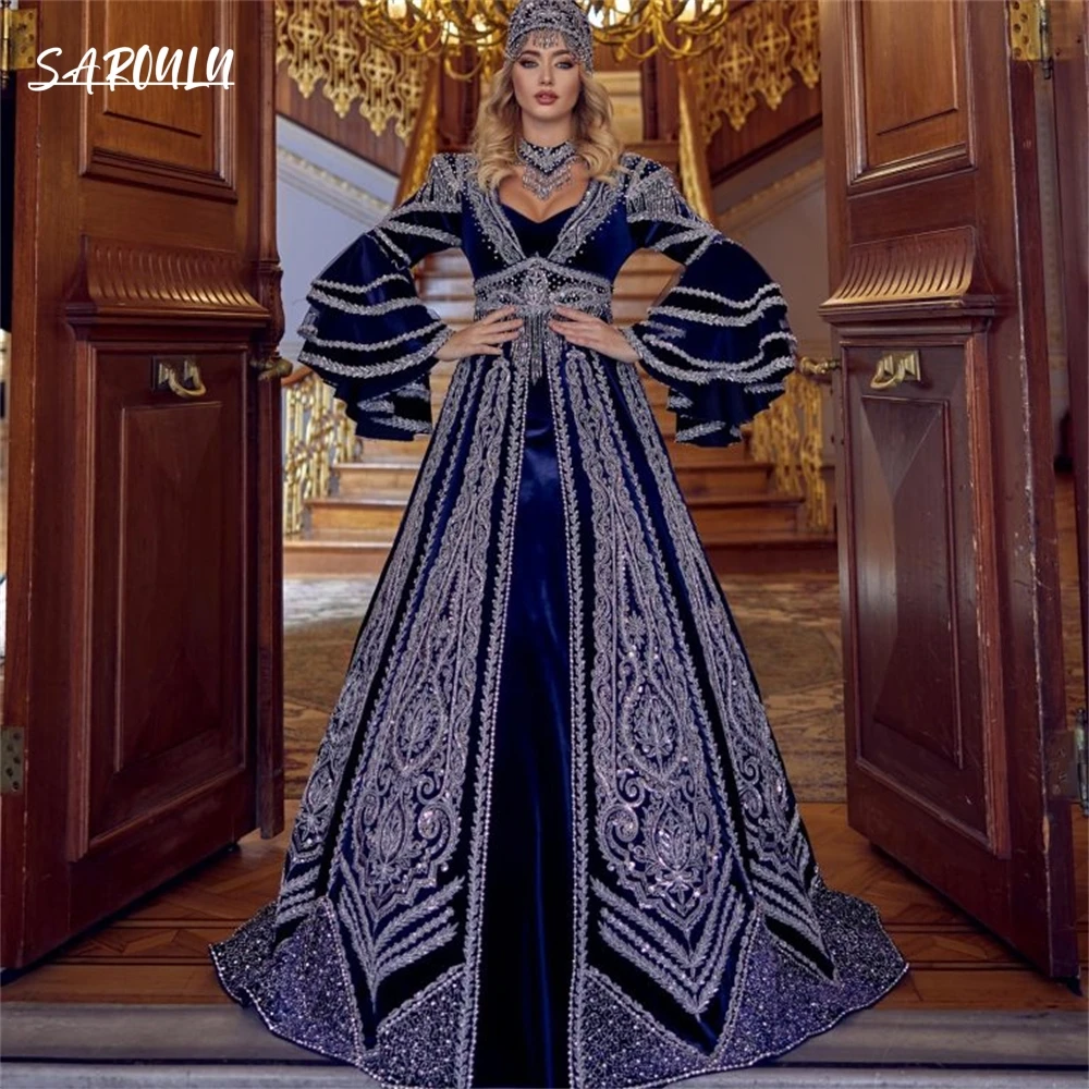 Full-Sequin-Puffy-Long-Sleeve-Evening-Dress-Arabic-Sultan-Prom-Dresses ...
