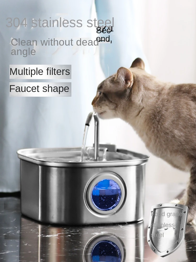 Cat-Water-Dispenser-Stainless-Steel-Faucet-Pet-Water-Dispenser-Large ...