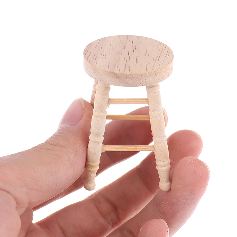 1-12-Dollhouse-Miniature-Wooden-Stool-Chair-Model-Furniture-Accessories ...