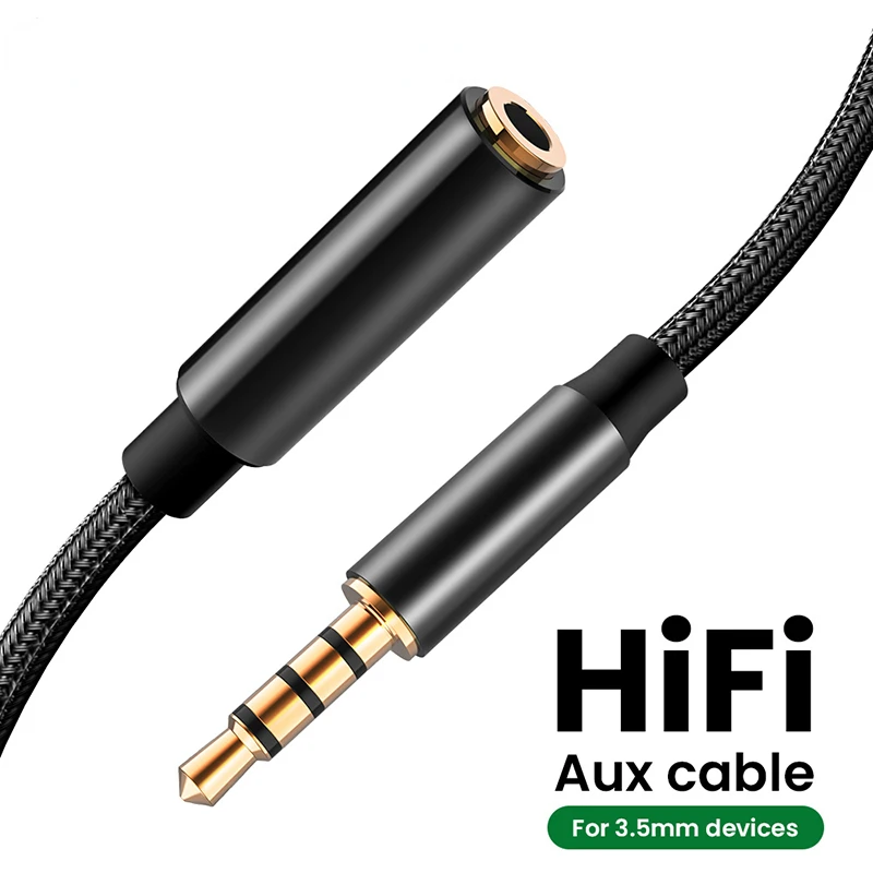 Male-To-Female-Jack-Aux-Stereo-Microphone-Headphone-Connector-For-Car ...