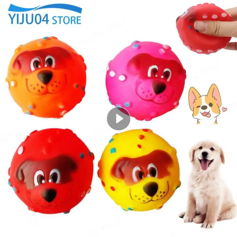 Squeaky Toys Dog Smiley Ball Bouncy Smiling Ball Soundmaking Durable ...