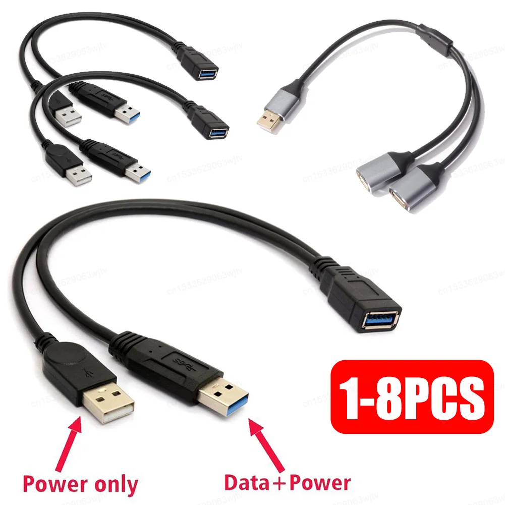Extra-Power-Data-Y-Extension-Cable-USB-3-0-Female-to-Dual-USB-Type-A ...