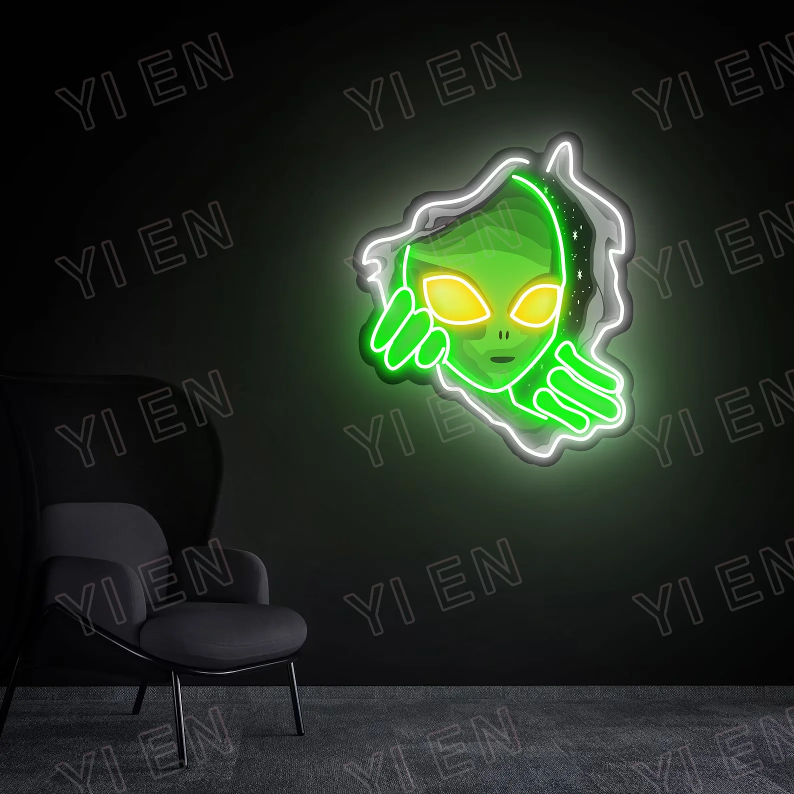 Alien-Neon-Sign-with-UV-Print-Acrylic-Board-Rip-Apart-the-Starry-Sky ...