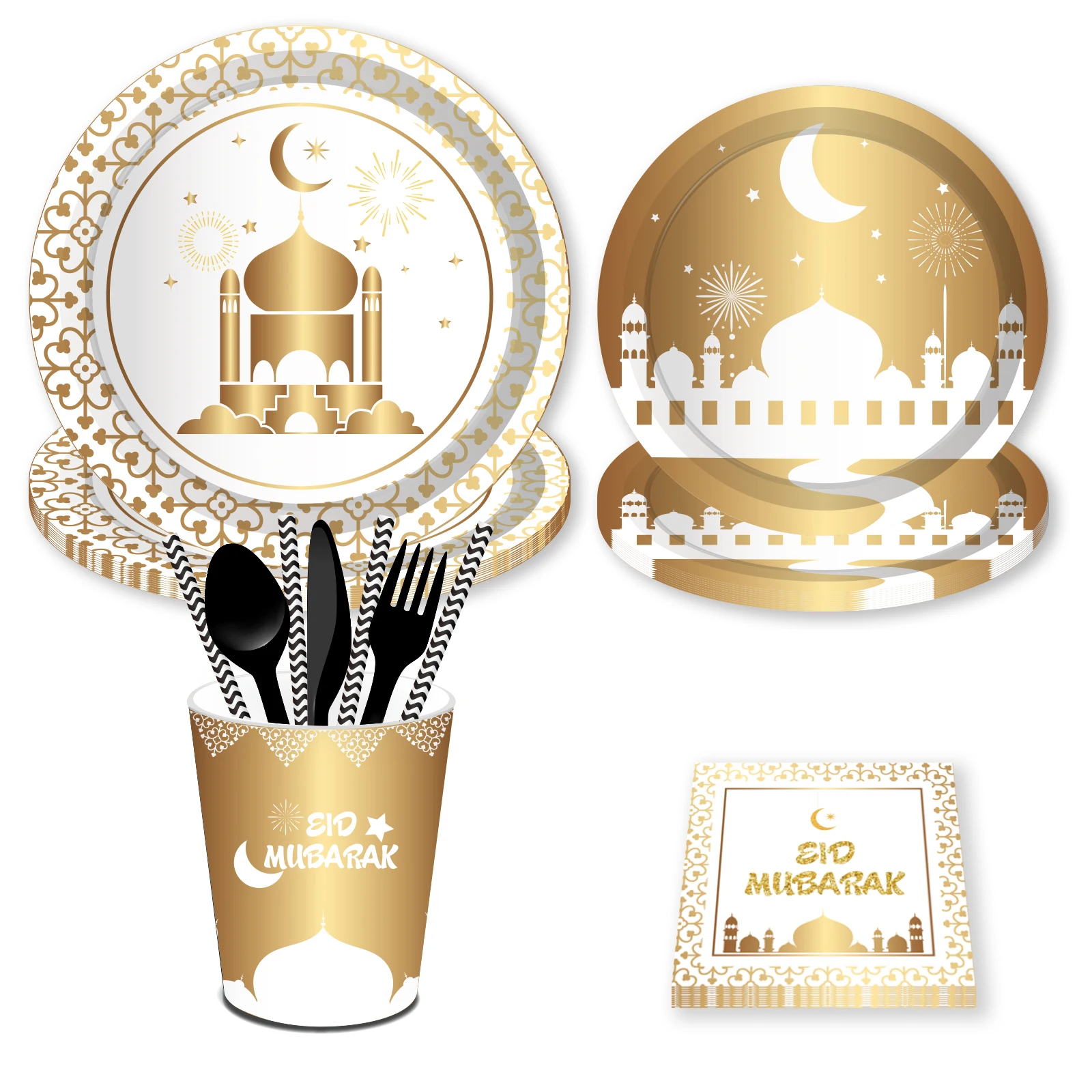 Eid-Ramadan-Party-Disposable-Tableware-Sets-Islamic-Muslim-Mubarak-Moon ...