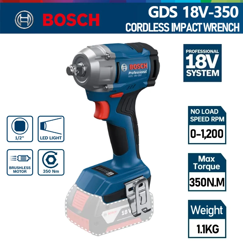 Bosch-GDS-18V-350-Cordless-Brushless-Electric-Impact-Wrench-3-Gear-Torque-Adjustment-Impact ...