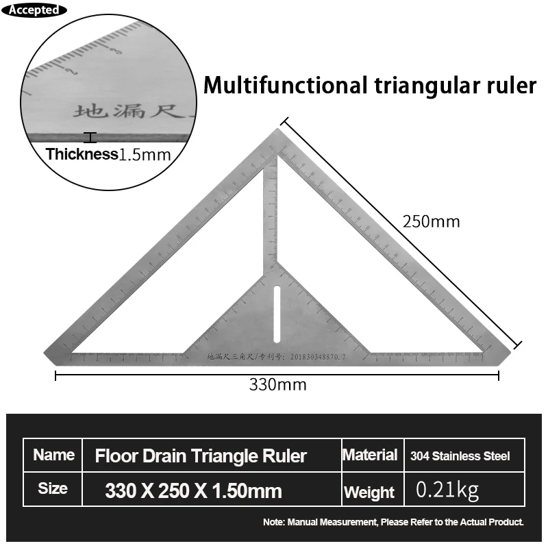 Triangular-Floor-Drain-Ruler-Multifunctional-Ceramic-Tile-Stainless ...