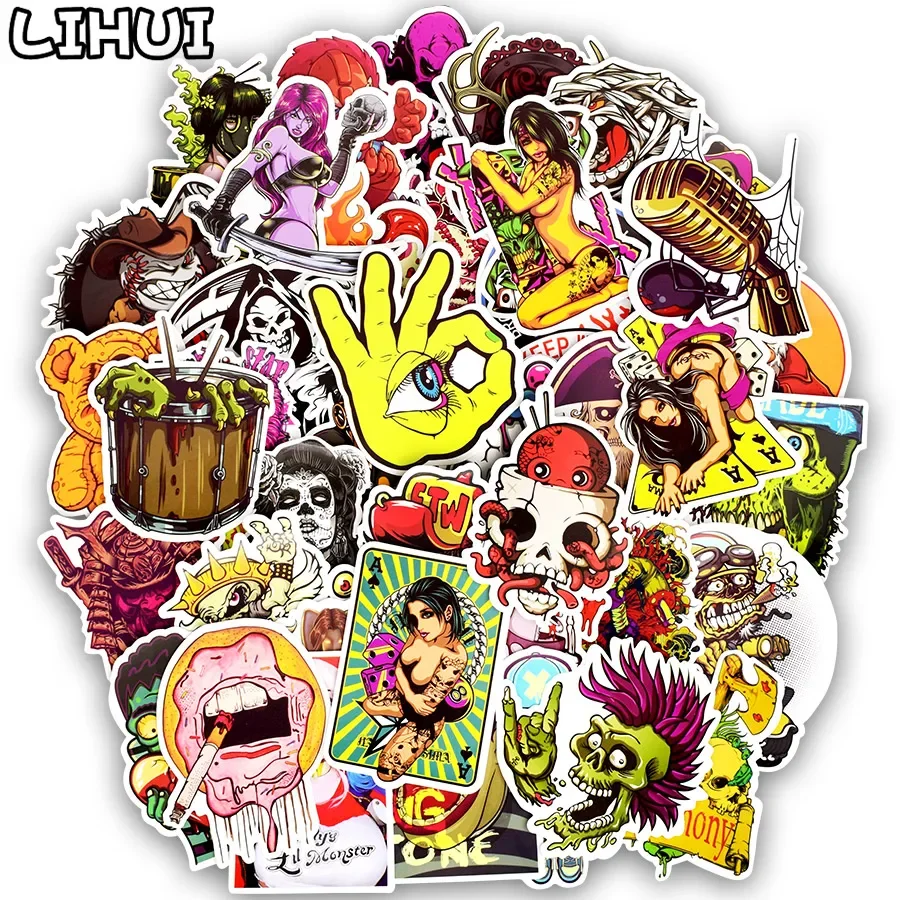100pcs-Horror-Punk-Sticker-Graffiti-Dark-Skeleton-Sexy-Waterproof ...