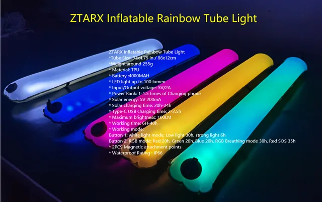 Inflatable LED Light Tube Waterproof Portable Outdoor Ztarx Inflatable ...