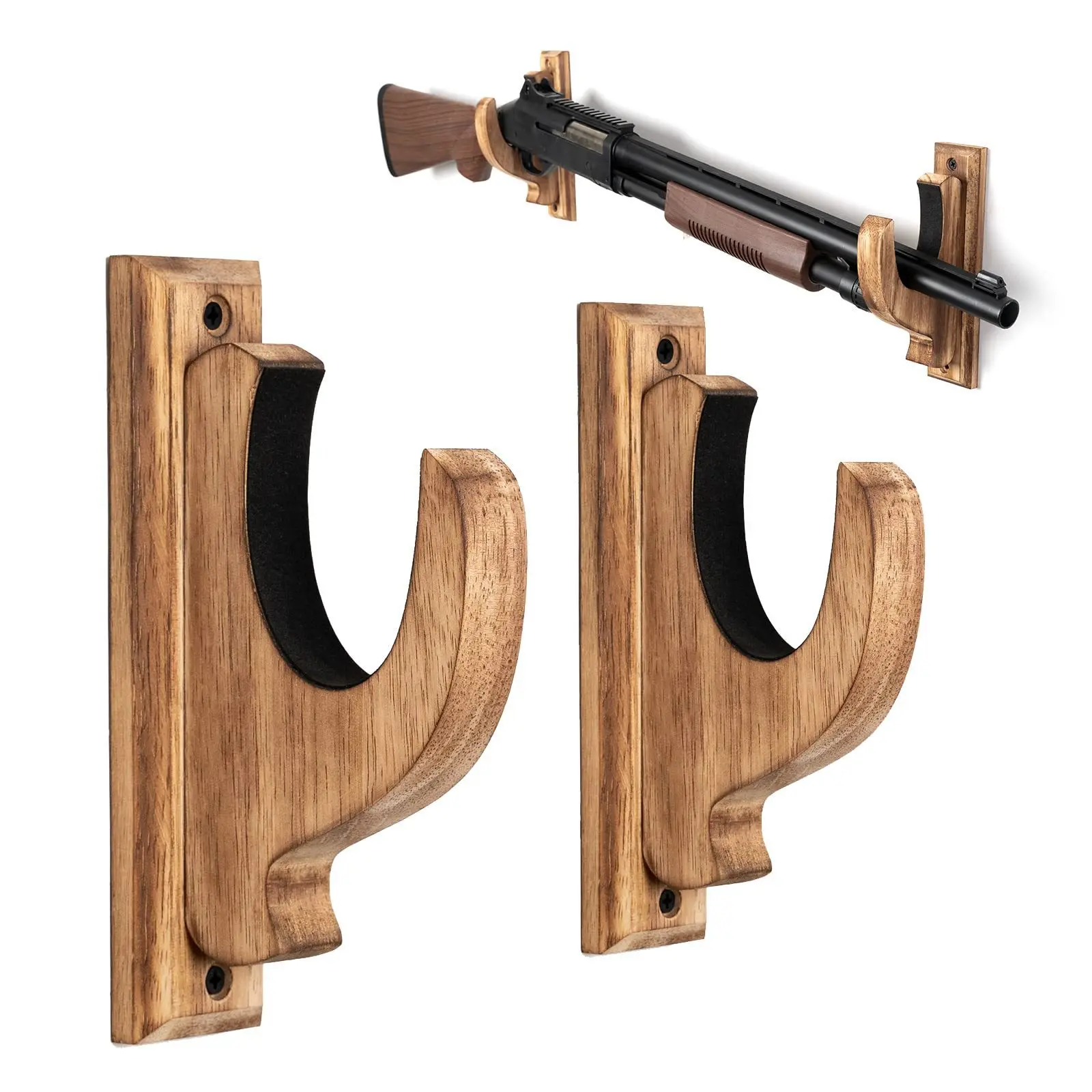 Wall-Mounted-Solid-Wood-Hunting-Guns-Rifle-Brackets-Display-for-Retro ...